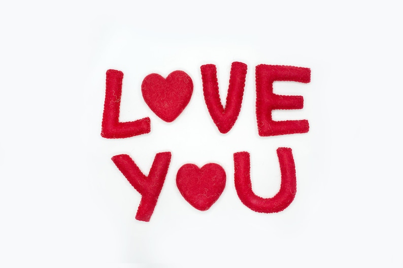 Red and White Felt Letter Garland hand Stitched Felt Letters | Etsy