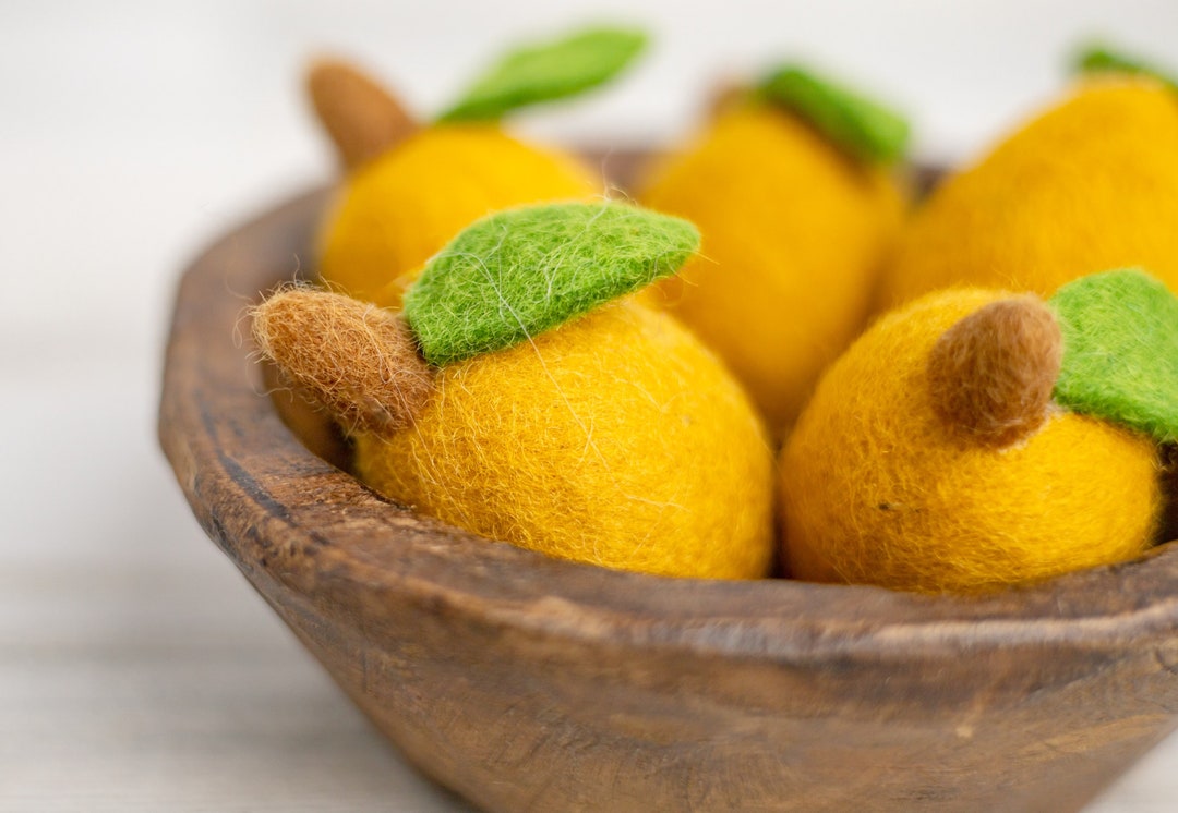 Boho Needle Felted Lemon | Yellow Lemon | Needle Felted Fruit | Play ...