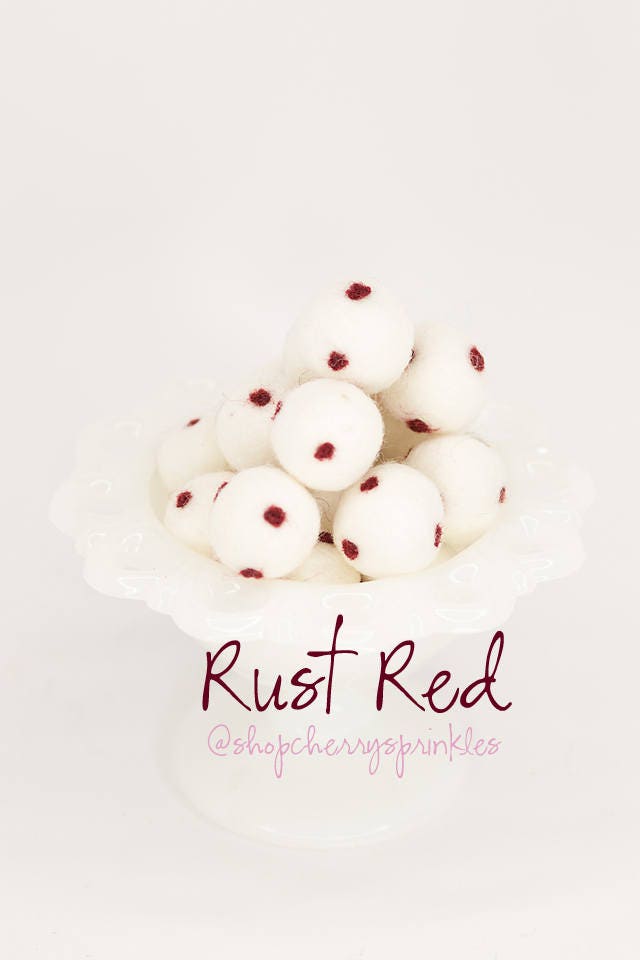 Rust Red Polkadot Felt Balls 2CM 100% Wool Felt Pom Poms | Etsy