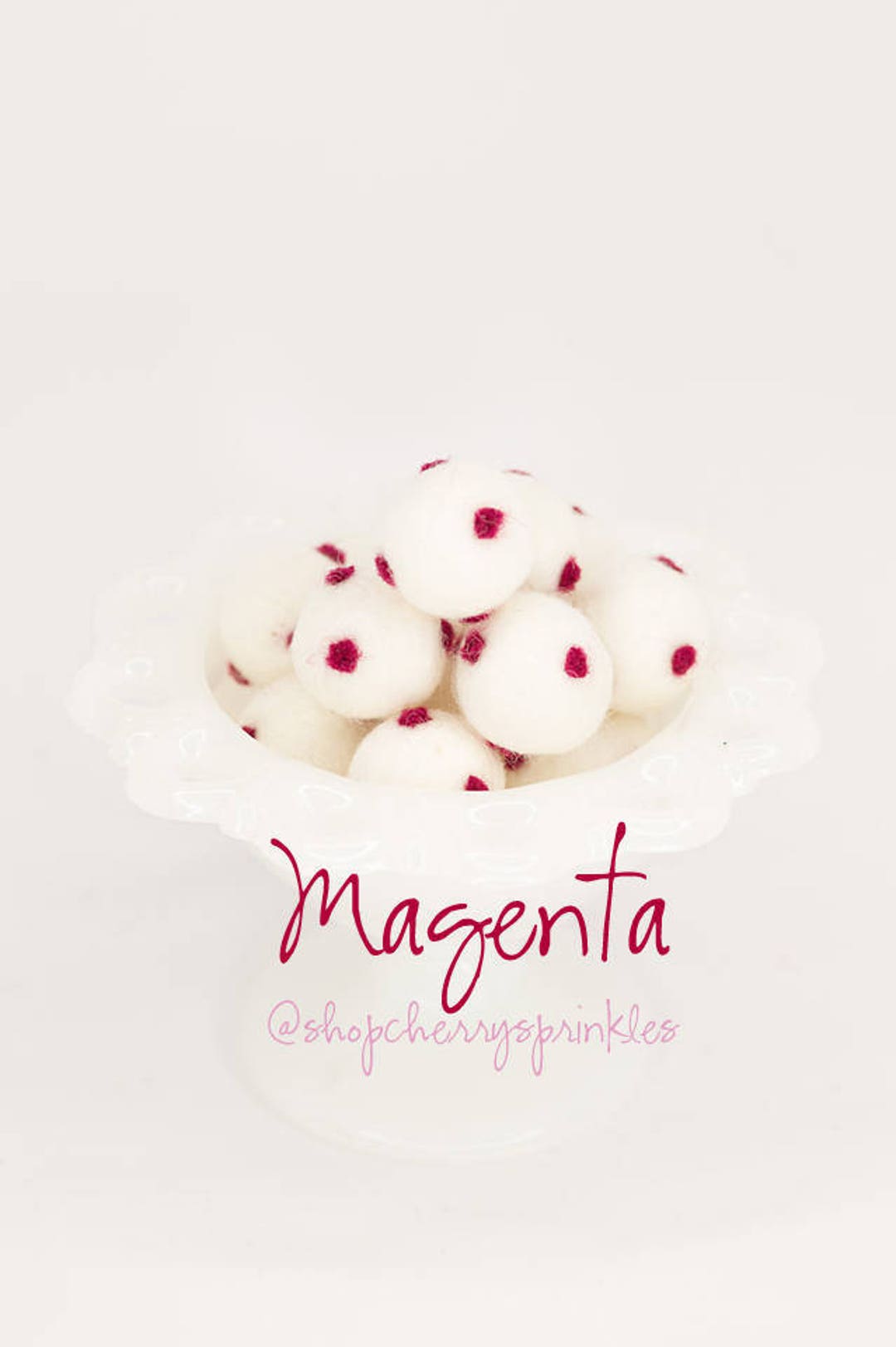 Magenta Polkadot Felt Balls *2CM -100% Wool Felt Poms -deep Pink Wool ...