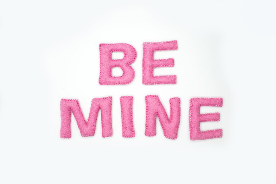 Be Mine Pink Felted Letter Garland hand Stitched Felt Letters | Etsy