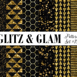 Black and Gold Digital Paper / Geometric Gold Scrapbook Paper / Digital ...