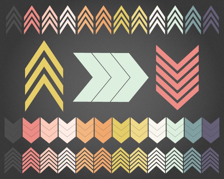 Chevron Clip Art Arrows // Pink, Grey, Mustard, Teal // Instant ...