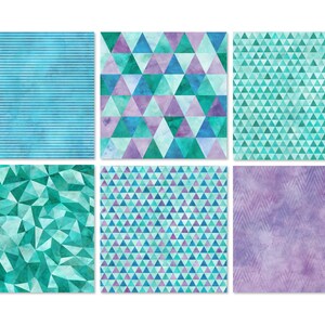 Watercolor Digital Paper / Purple Geometric Watercolor Paper / Modern ...