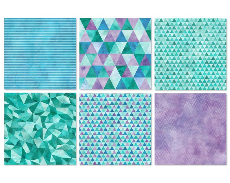 Watercolor Digital Paper / Purple Geometric Watercolor Paper / Modern ...