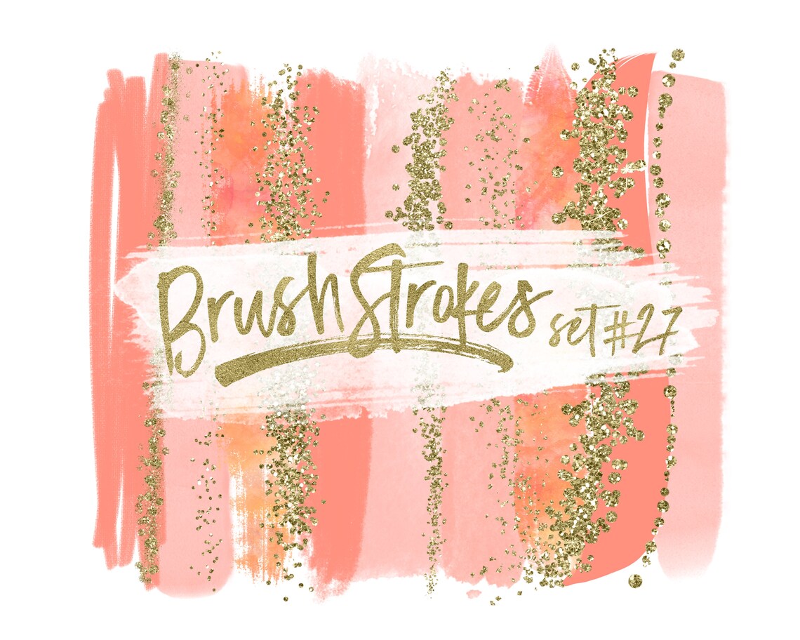 Coral Watercolor Brush Strokes / Coral Clip Art / Coral - Etsy