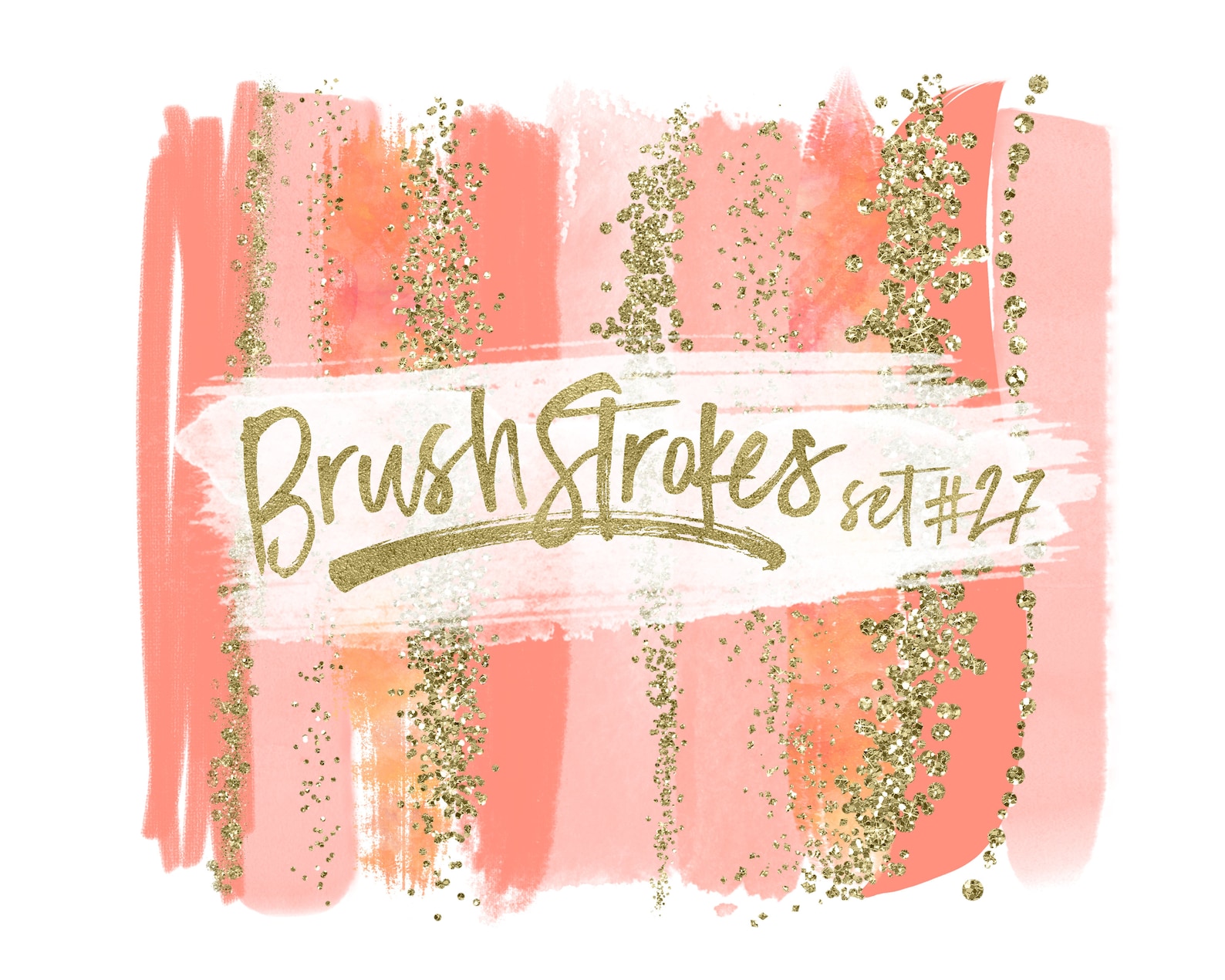 Coral Watercolor Brush Strokes / Coral Clip Art / Coral Wedding Clipart ...