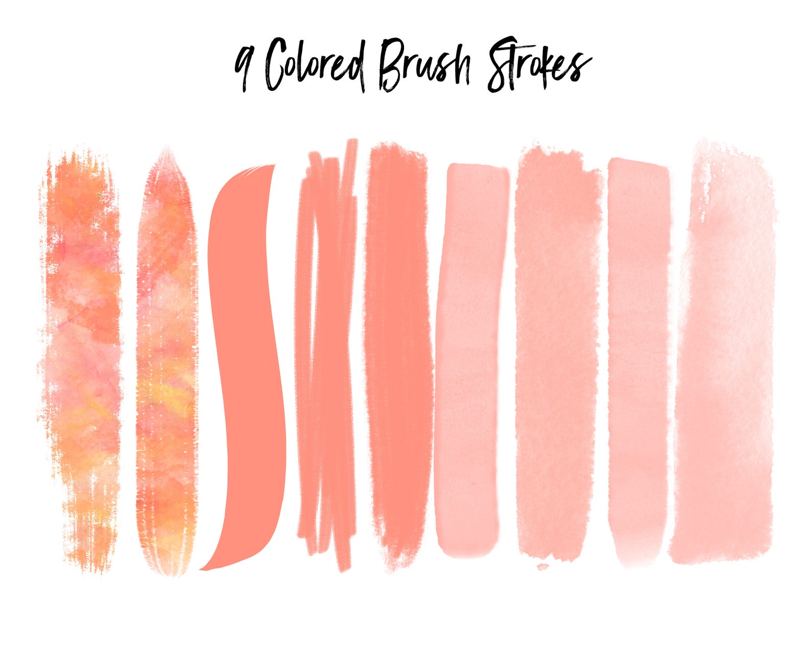 Coral Watercolor Brush Strokes / Coral Clip Art / Coral Wedding Clipart ...