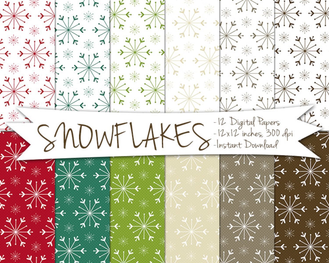 Digital Snowflake Paper // Printable Christmas Paper // Digital ...