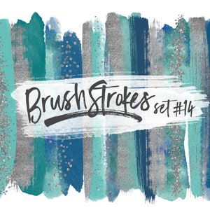 Blue Watercolor Clipart / Blue Brush Strokes / Teal Brush Strokes ...