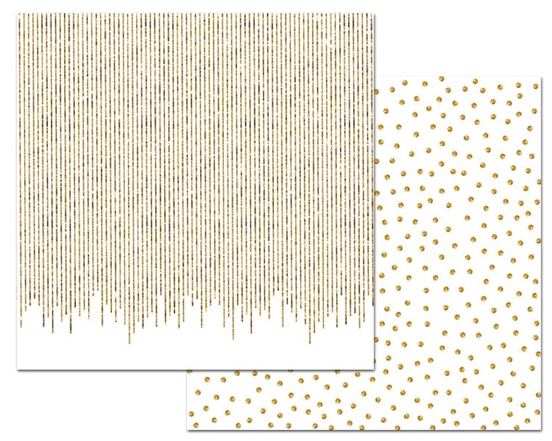 Digital Gold Overlays / Gold Stripes and Gold Polka Dot Paper / Gold ...