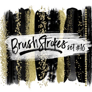 Black Brush Strokes / Gold Brush Strokes Clipart / Gold Foil Clipart ...