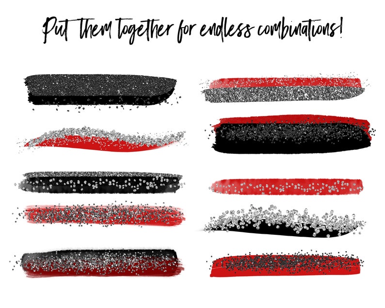 Red Brush Strokes Clipart / Red Paint Strokes / Black Brush Strokes ...
