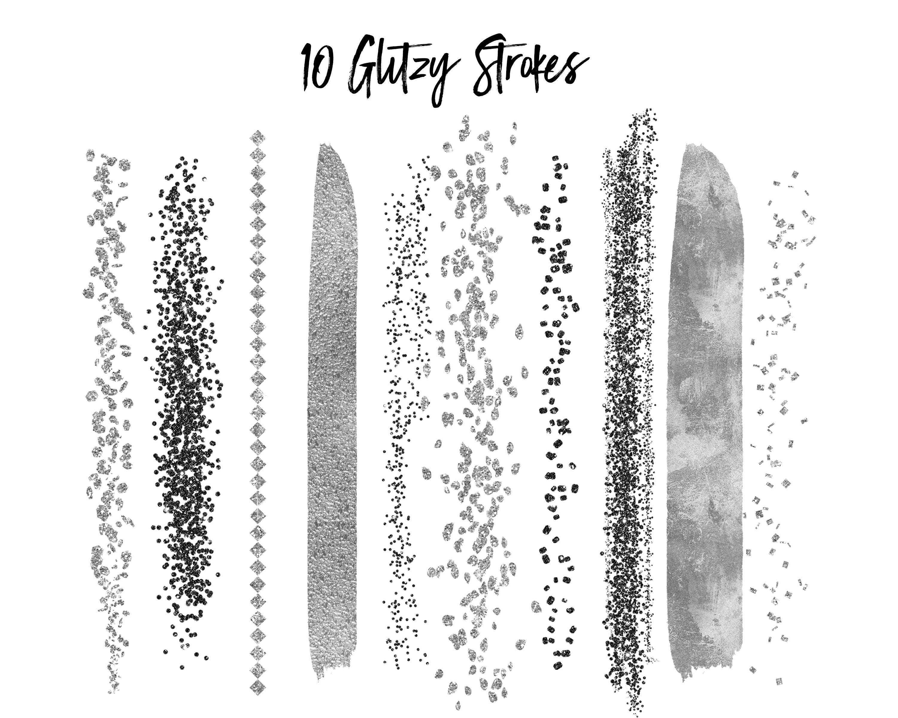 Black Watercolor Brush Strokes / Silver Brush Strokes Clipart / Black ...