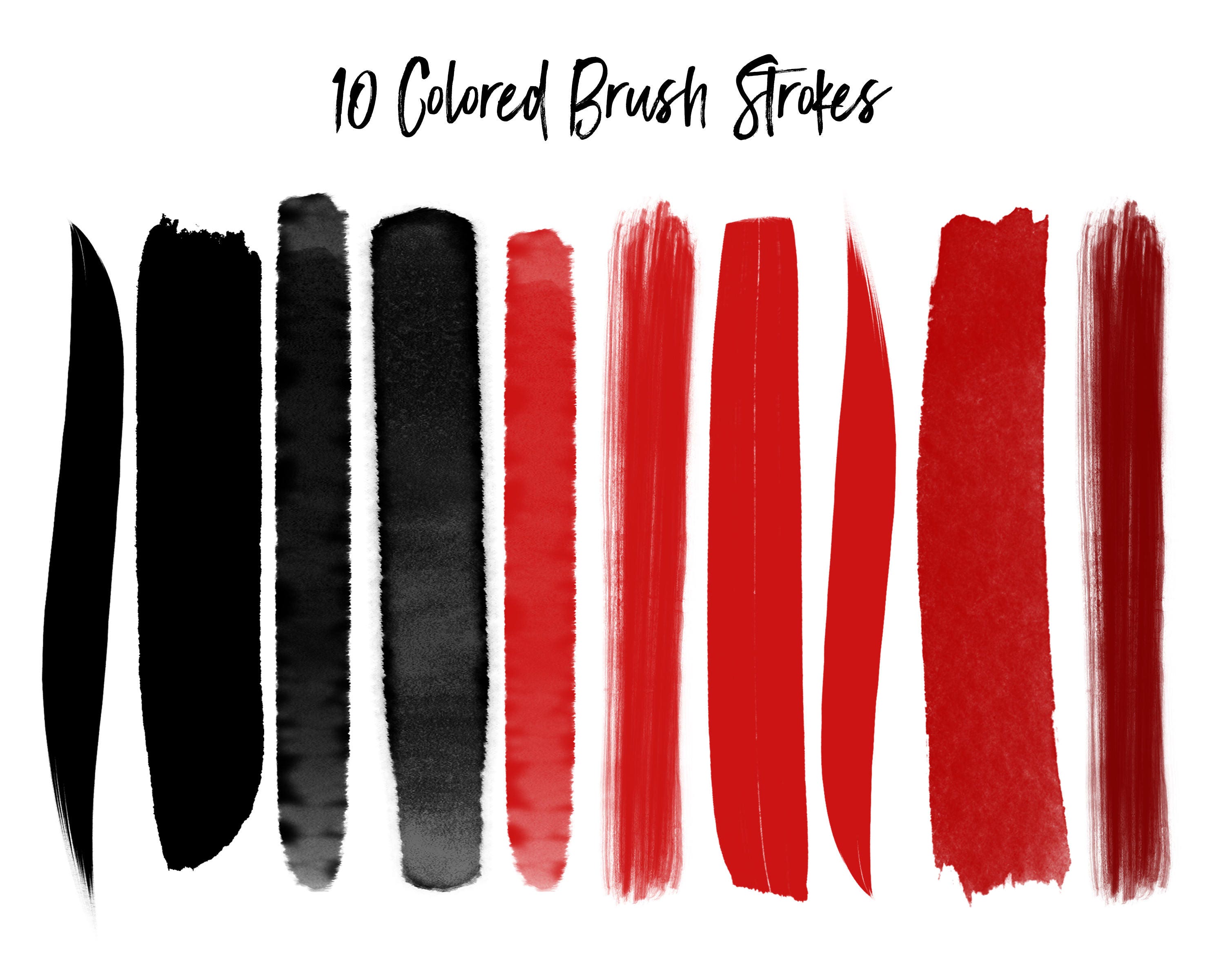 Red Brush Strokes Clipart / Red Paint Strokes / Black Brush Strokes ...
