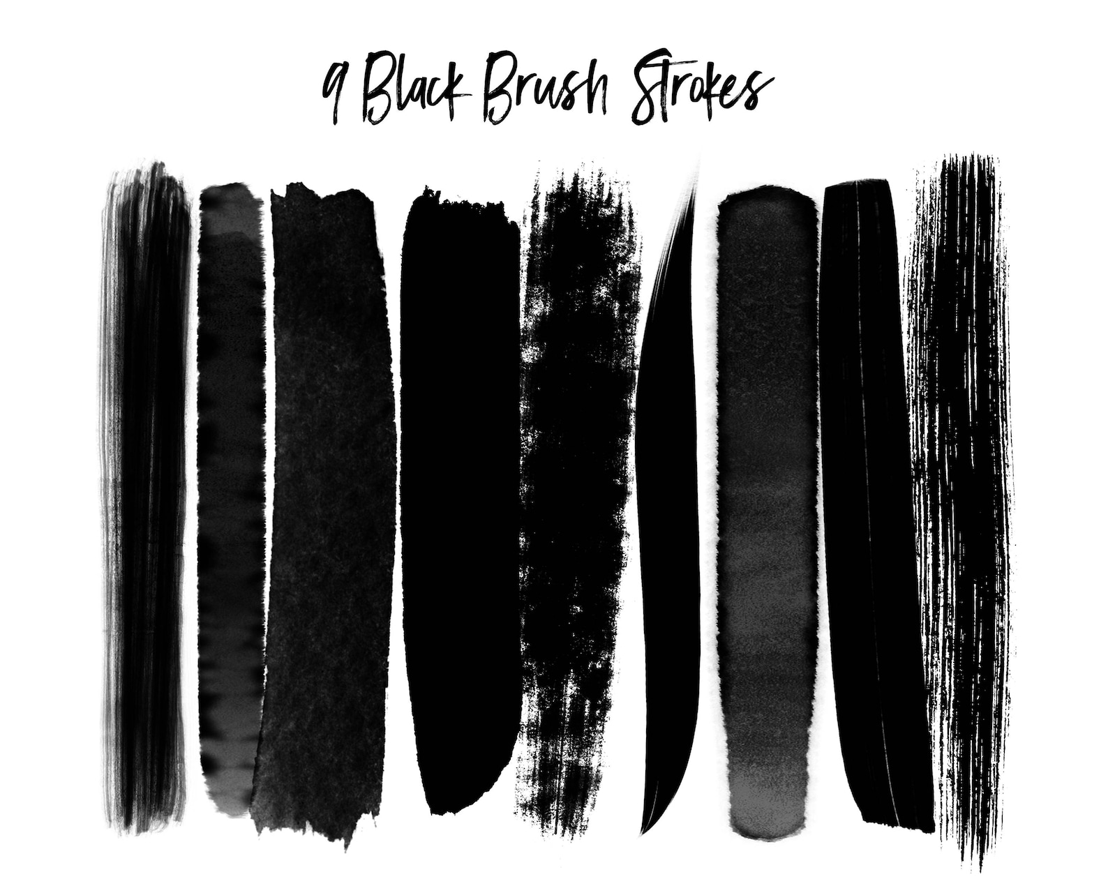 Black Watercolor Brush Strokes / Silver Brush Strokes Clipart / Black ...