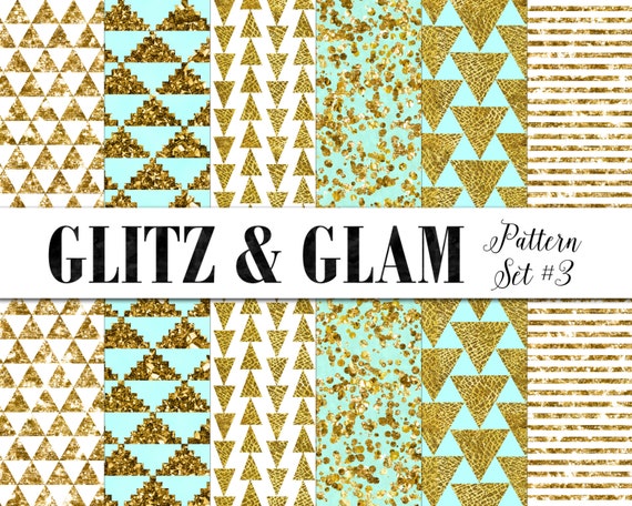 Geometric Gold Digital Paper / Gold Glam Paper / Modern | Etsy