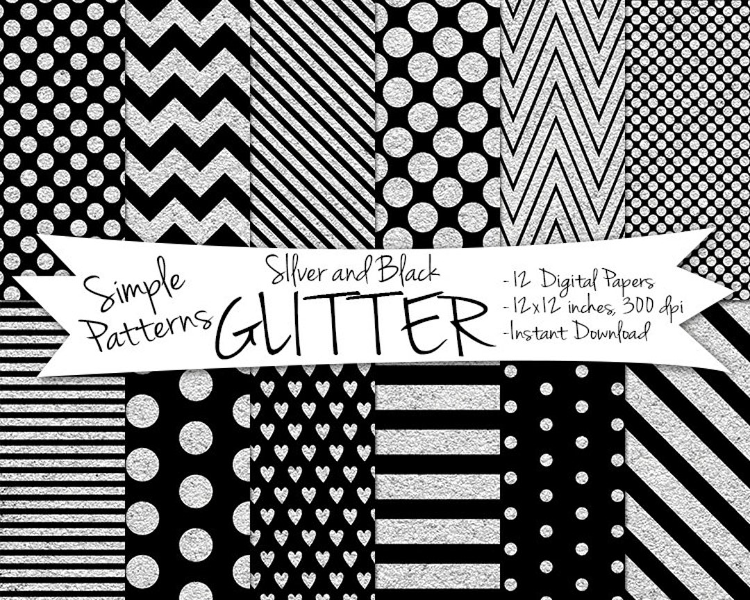 Silver Glitter Paper // Instant Download Digital Silver Paper ...