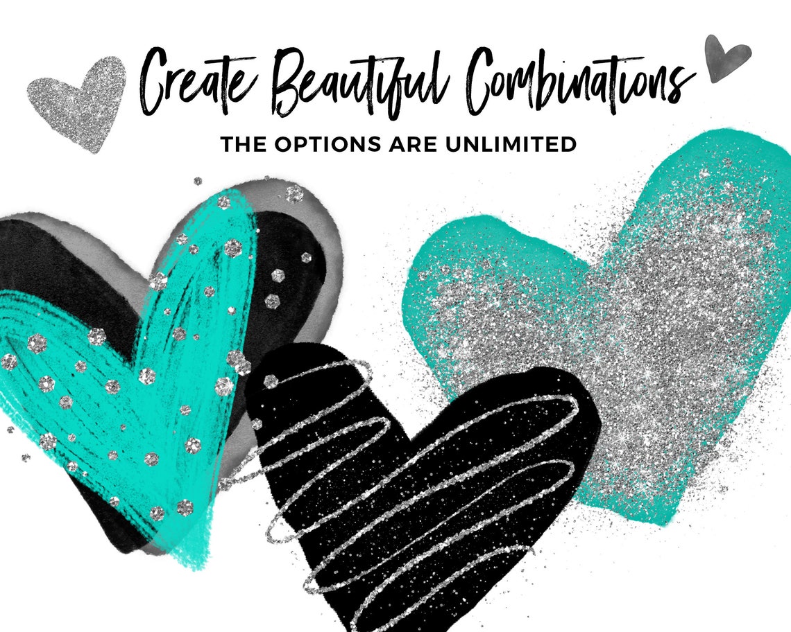 Teal Heart Clipart / Turquoise Clipart Hearts / Teal Clipart ...