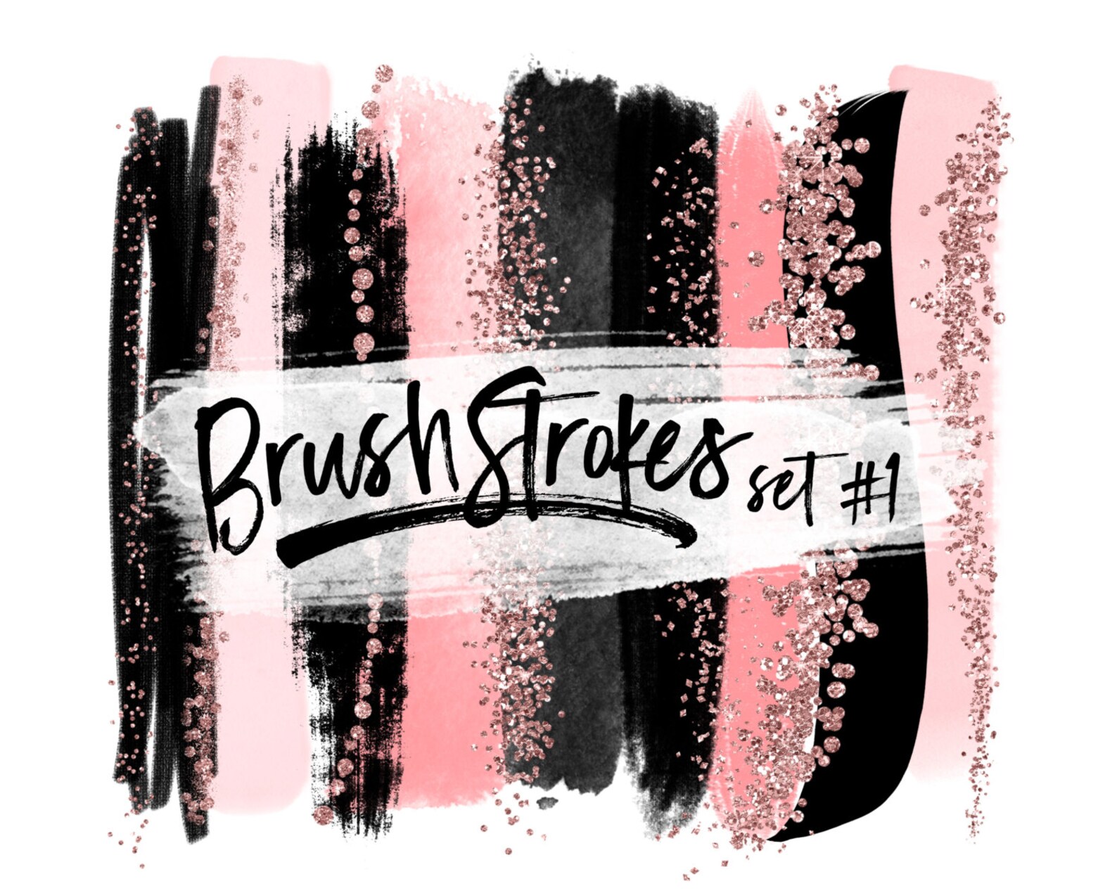 Pink Brush Strokes Clipart / Rose Gold Brush Strokes Clip Art / Digital ...