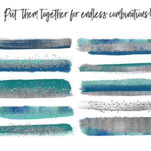 Blue Watercolor Clipart / Blue Brush Strokes / Teal Brush Strokes ...