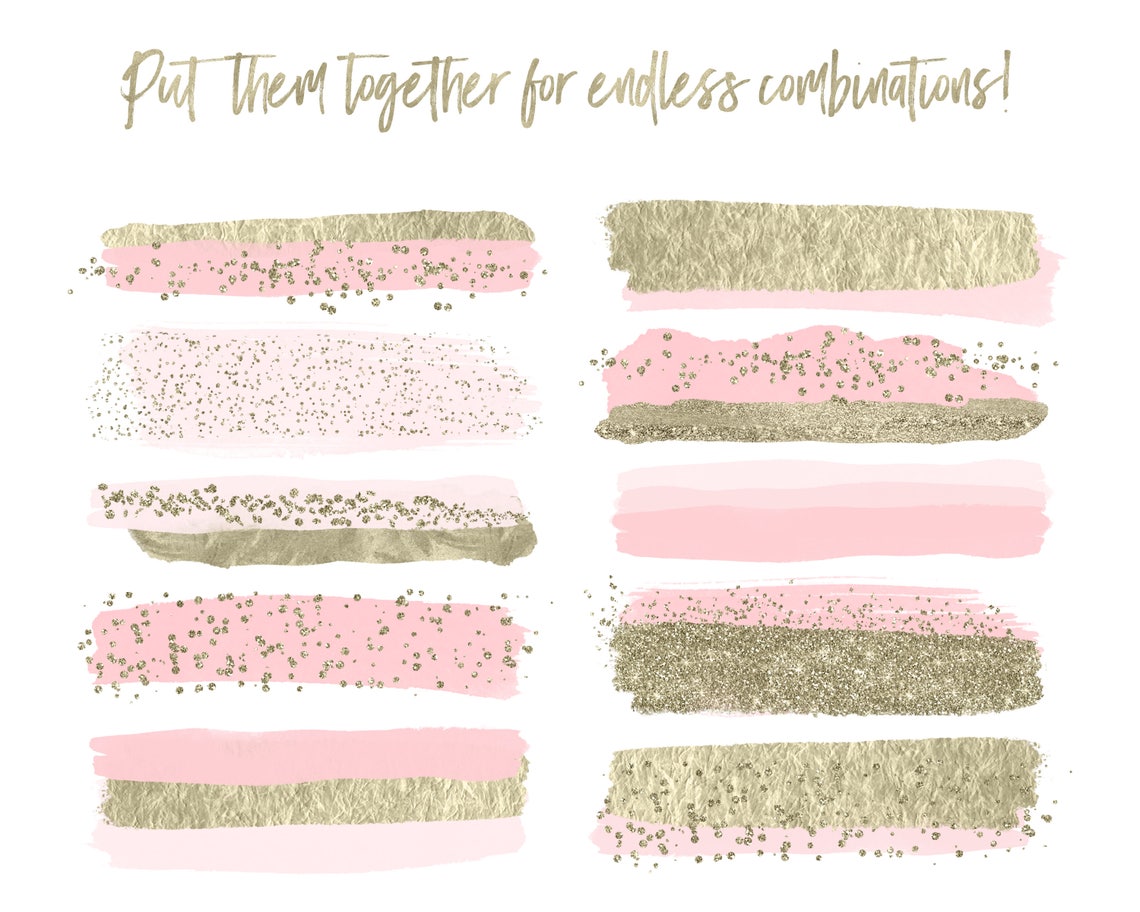 Bronze Brush Strokes Clipart / Bronze Glitter Brush Strokes - Etsy