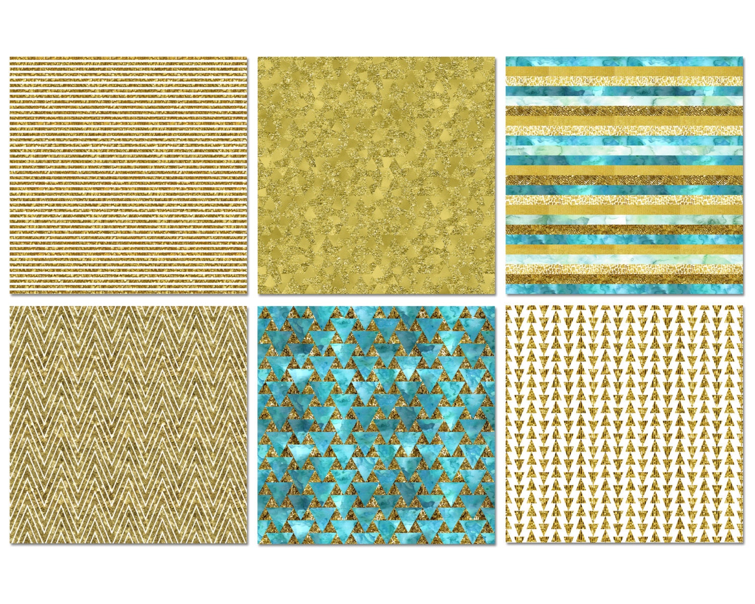 Gold Digital Paper / Gold Watercolor Paper / Blue Watercolor Digital ...