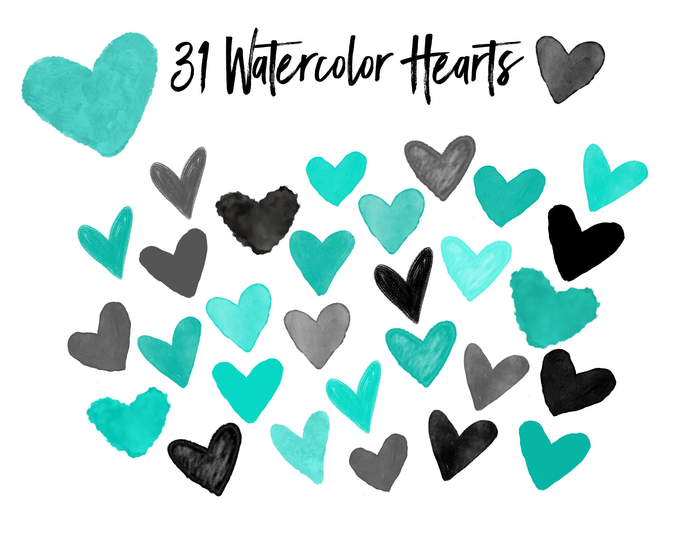 Teal Heart Clipart / Turquoise Clipart Hearts / Teal Clipart ...