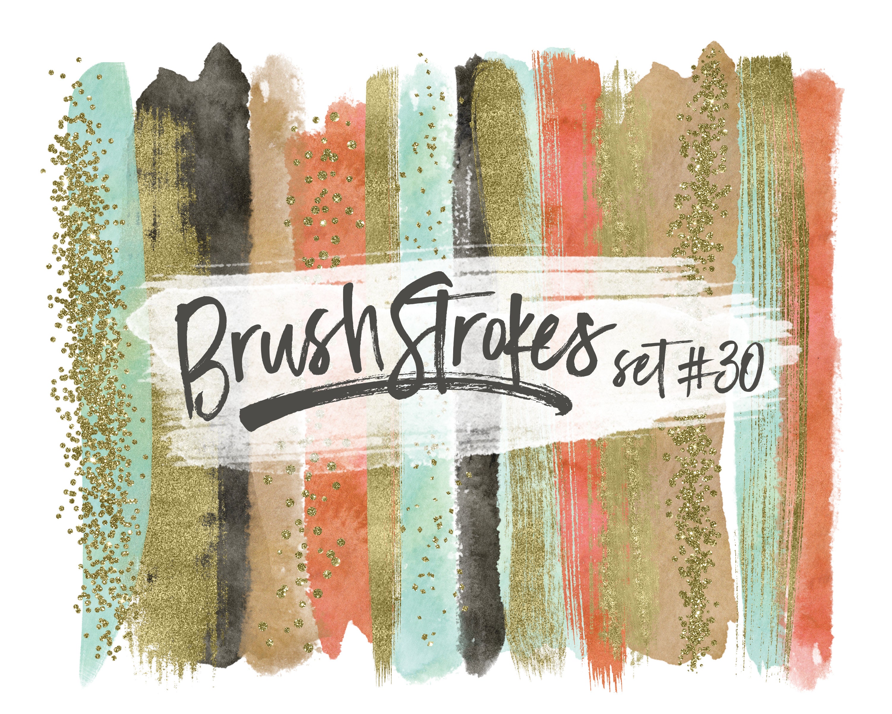 Light Gold Brush Strokes / Gold Paint Brush Strokes Clipart / Bronze ...