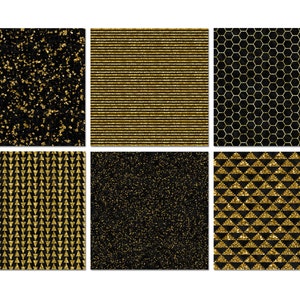 Black and Gold Digital Paper / Geometric Gold Scrapbook Paper / Digital ...