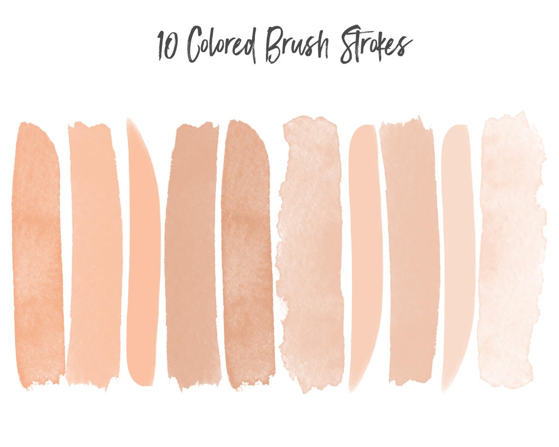 Peach Blush Brush Strokes / Gold Brush Strokes Clip Art / Gold Paint ...