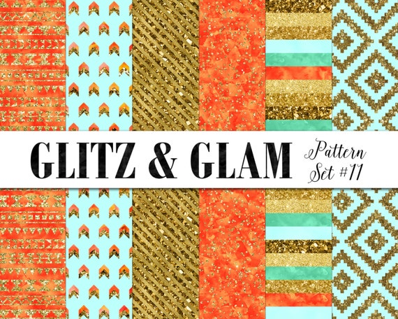 Teal and Gold Digital Paper / Bohemian Digital Paper / Modern | Etsy