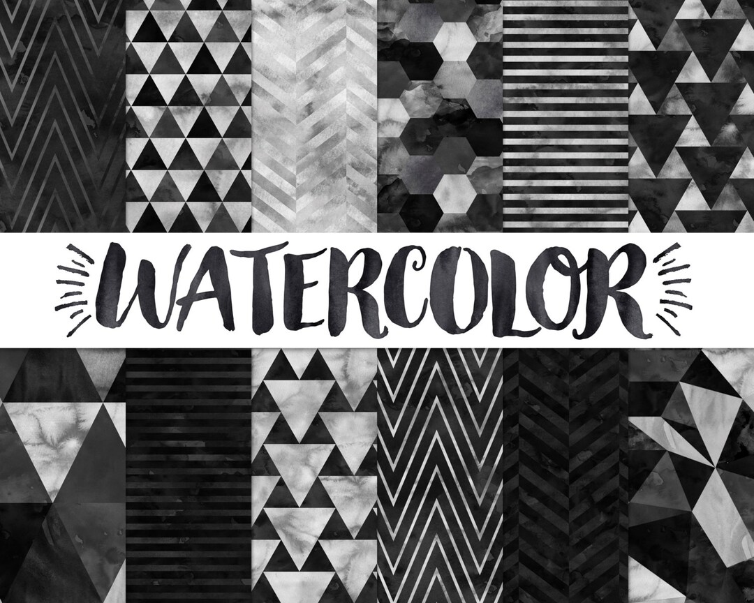 Black and White Digital Paper / Black and White Watercolor Paper ...
