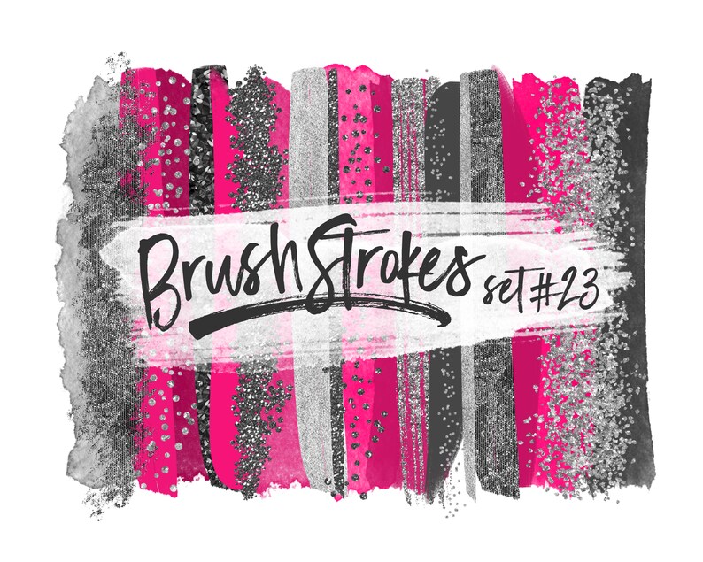 Pink Clipart Brush Strokes / Pink Brushstrokes / Charcoal Gray ...