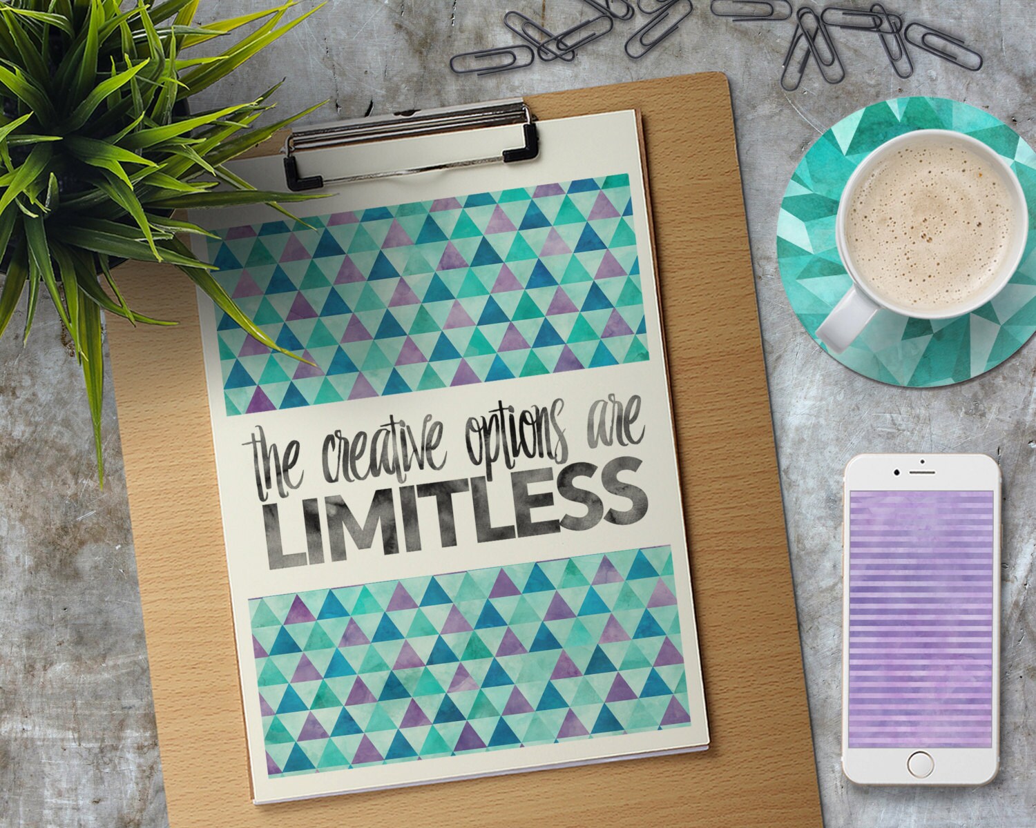 Watercolor Digital Paper / Purple Geometric Watercolor Paper / Modern ...