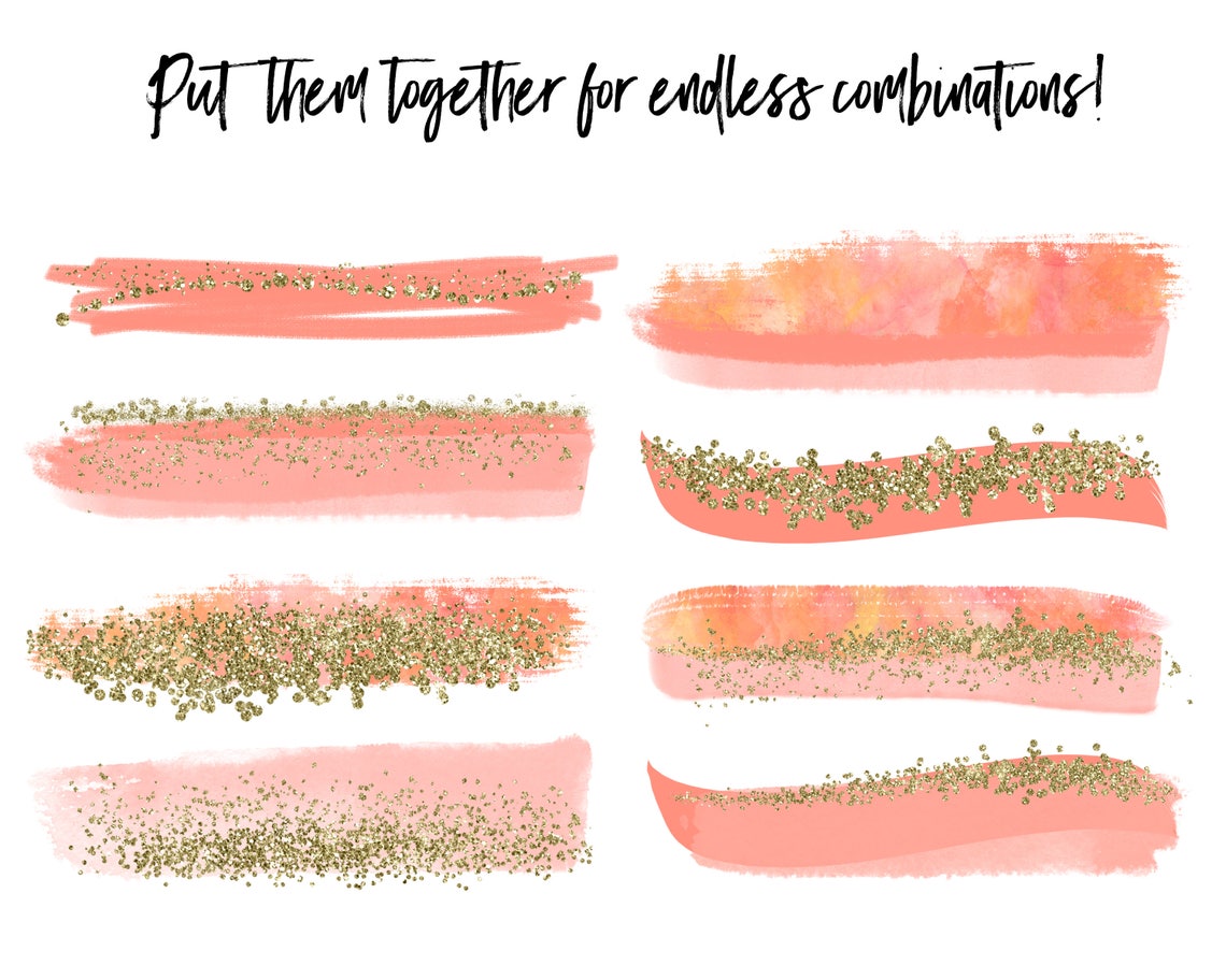 Coral Watercolor Brush Strokes / Coral Clip Art / Coral Wedding Clipart ...