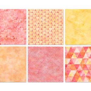 Pink Digital Watercolor Paper/ Pink, Coral, Orange, Yellow / Modern ...