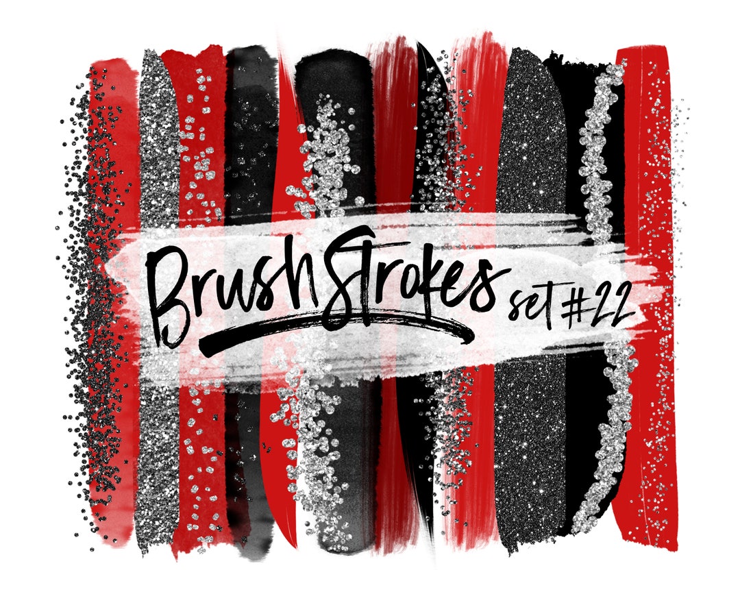 Red Brush Strokes Clipart / Red Paint Strokes / Black Brush Strokes ...