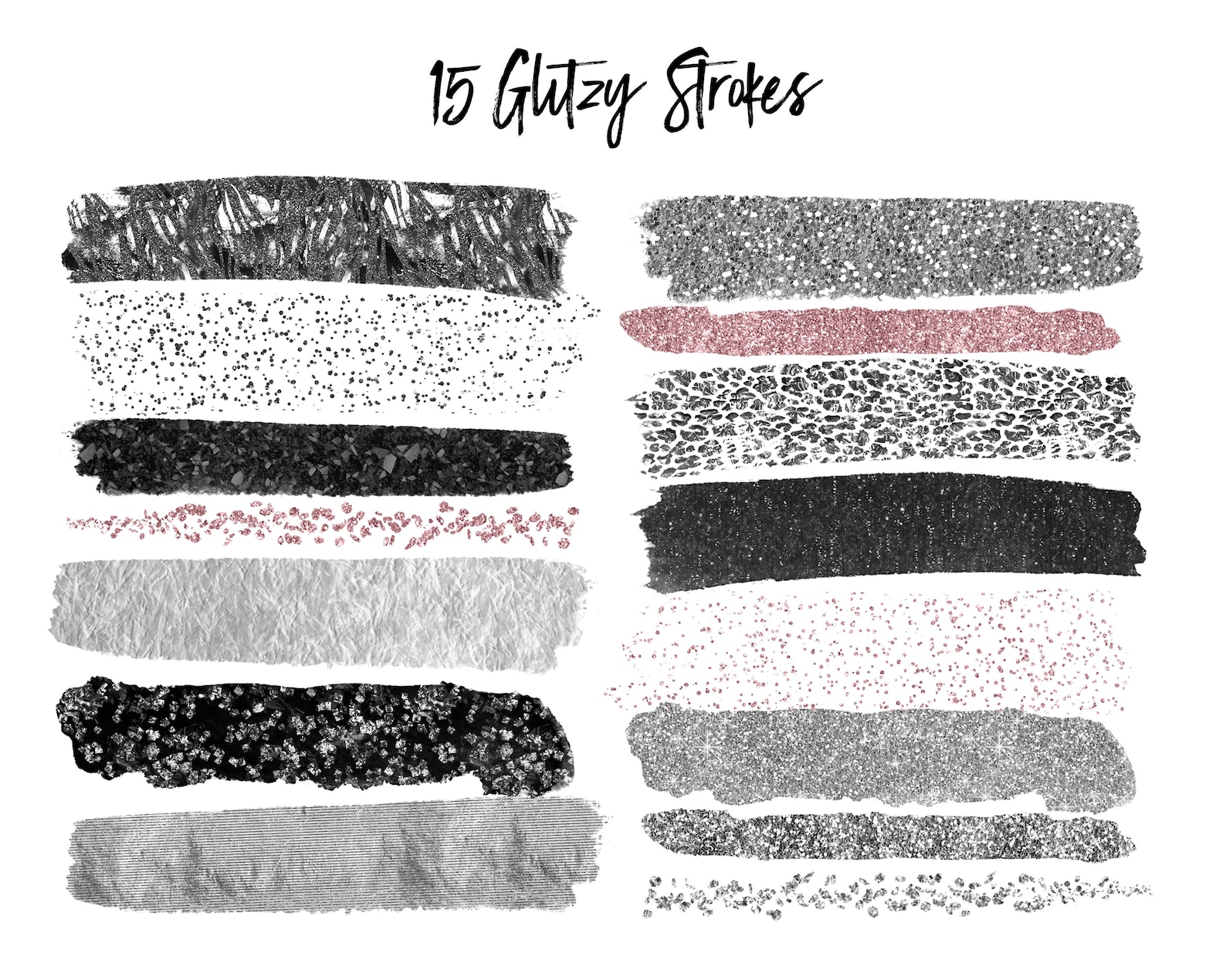 Pink Brushstroke Clip Art / Silver Glitter Clipart / Digital Glitter ...