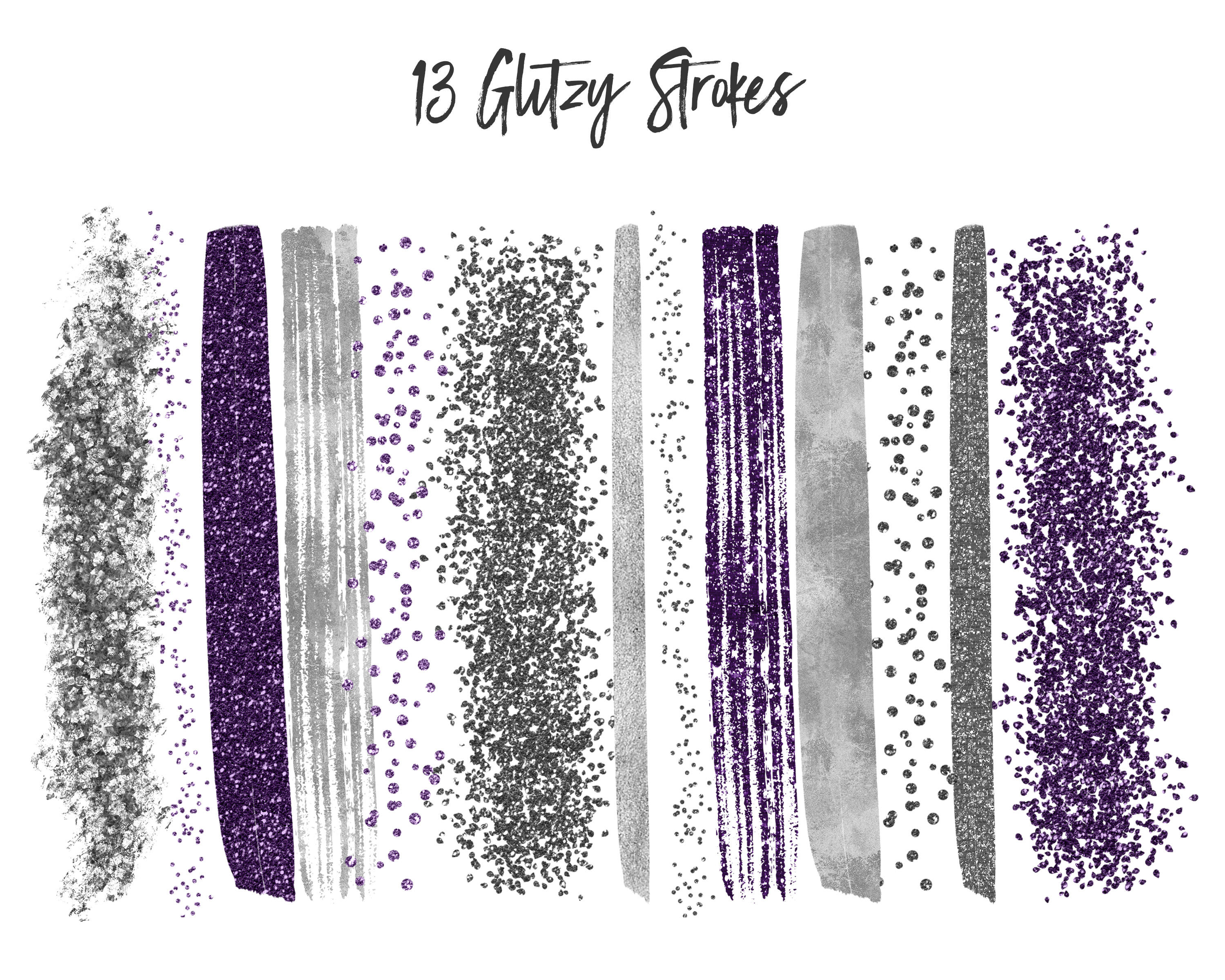 Purple Brush Strokes Clipart / Purple and Gray Clipart for Planners ...