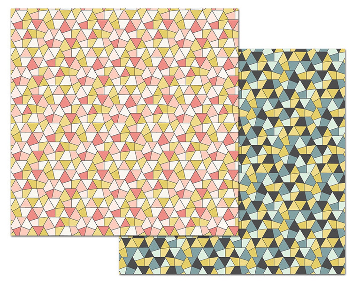 Geometric Digital Paper // Hexagon and Triangle Printable - Etsy