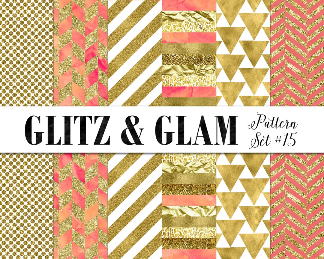 Coral and Gold Digital Paper / Gold and Coral Watercolor Paper / Modern ...