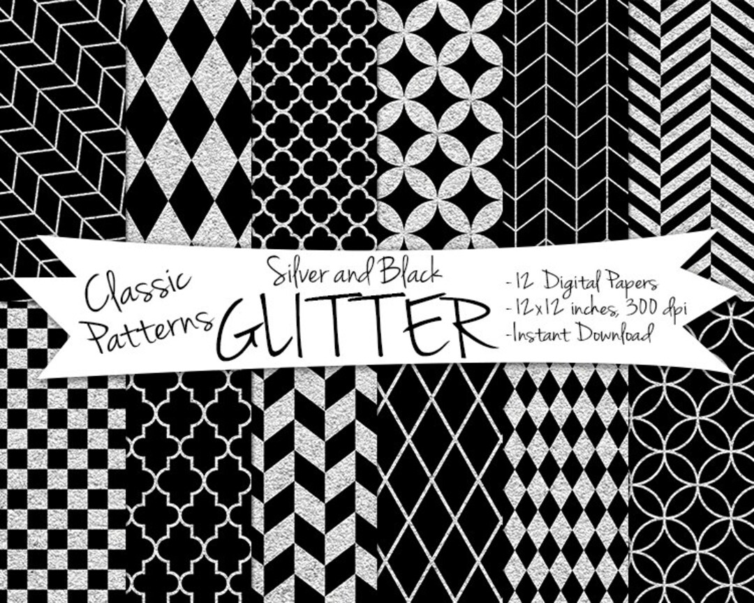 Silver Glitter Paper // Instant Download Digital Silver Paper ...