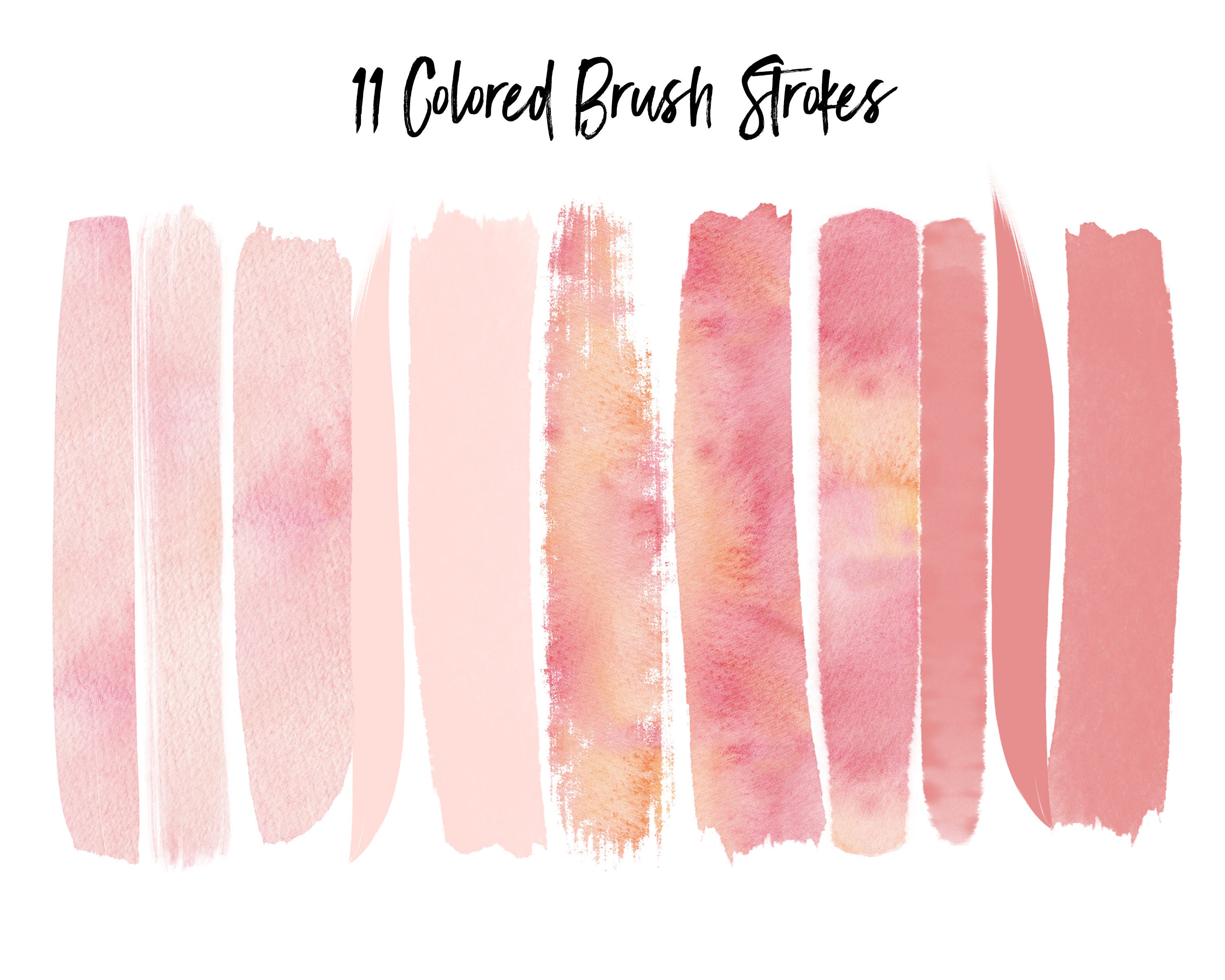Pink and Gold Clipart / Gold Blush Brush Strokes / Gold Brush Strokes ...