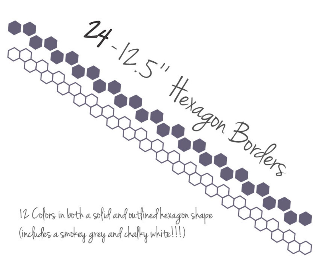 Geometric Borders // Hexagon Borders // Instant Download Digital Clip ...