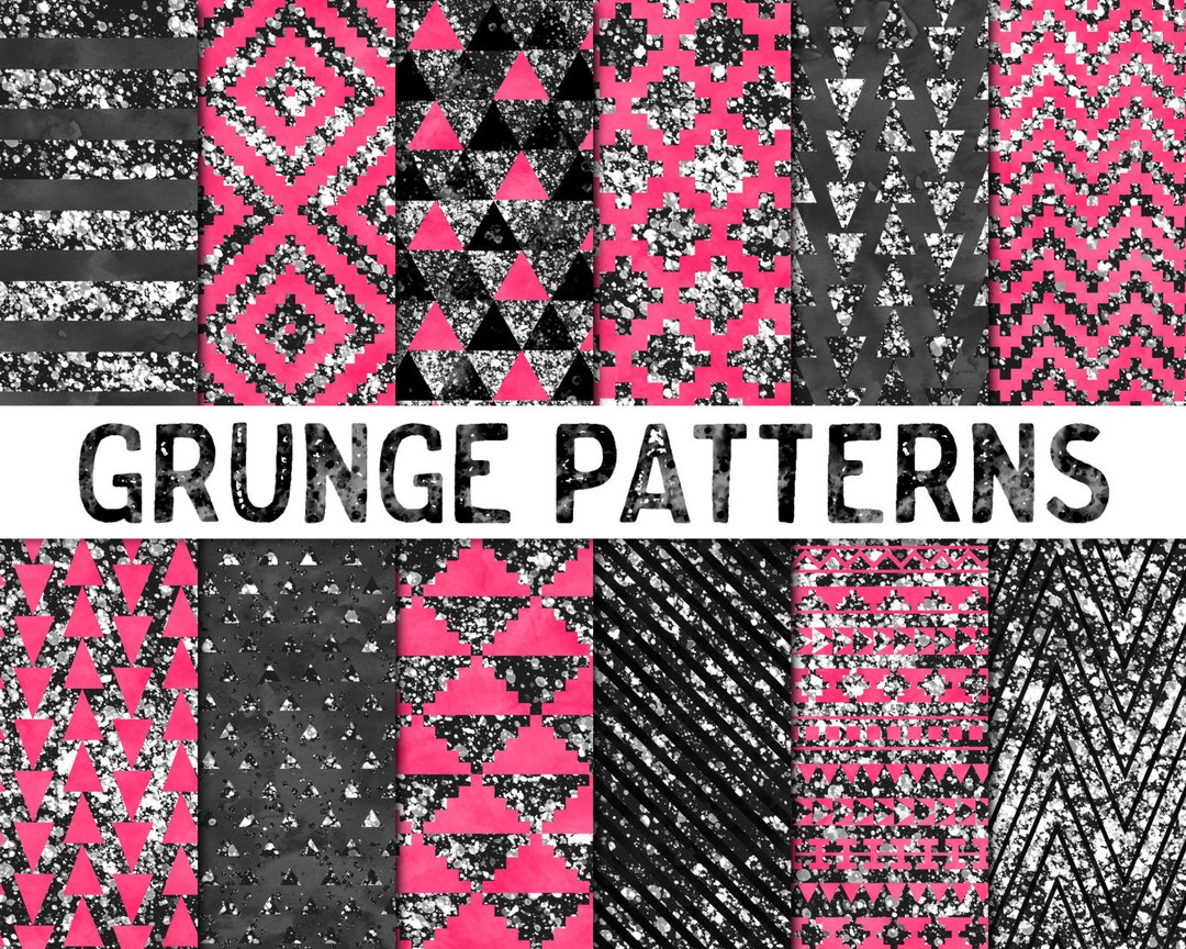 Hot Pink Digital Paper / Grunge Digital Paper / Neon Pink Distressed ...