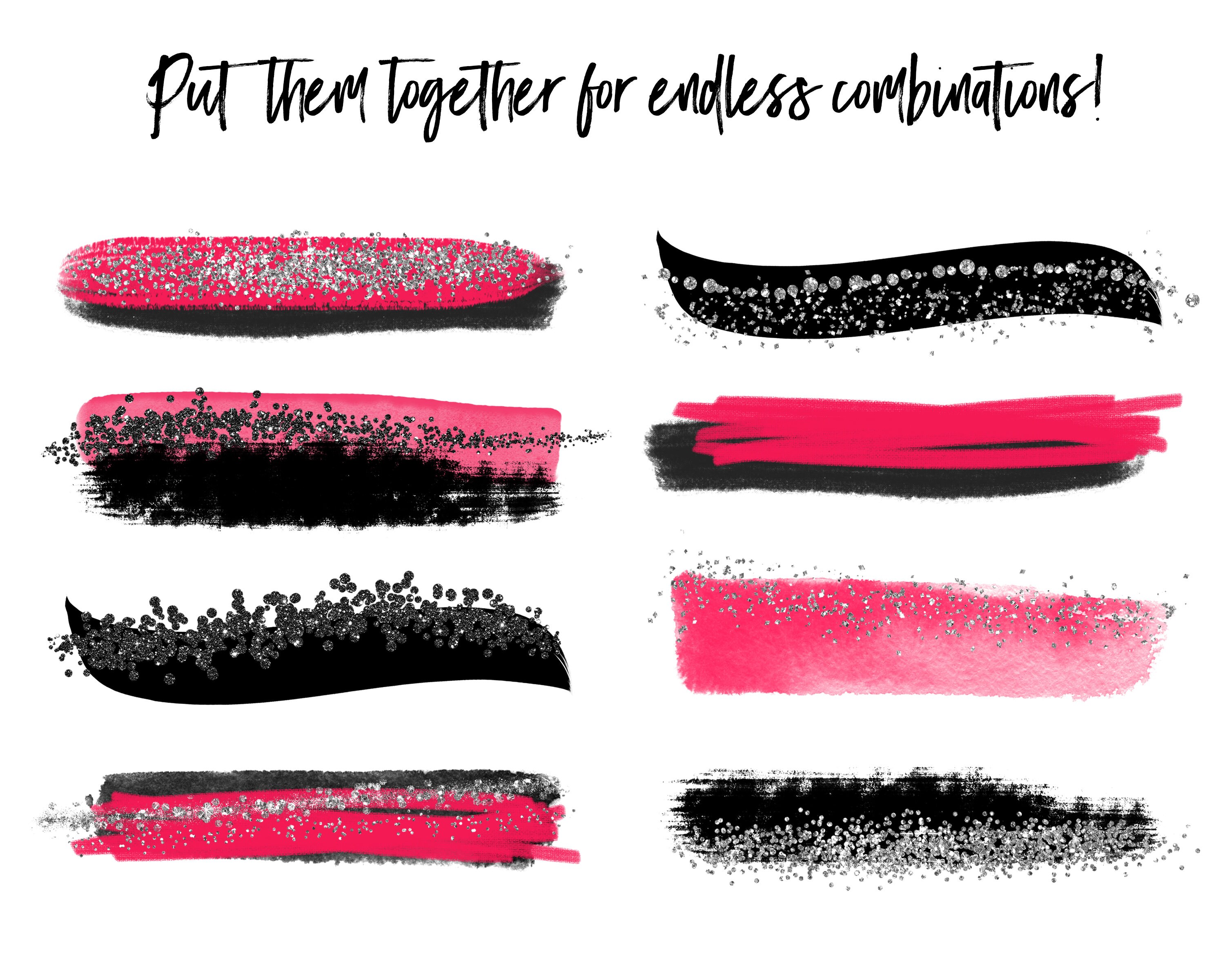 Hot Pink Digital Clipart Brushstrokes / Pink Brush Strokes / - Etsy