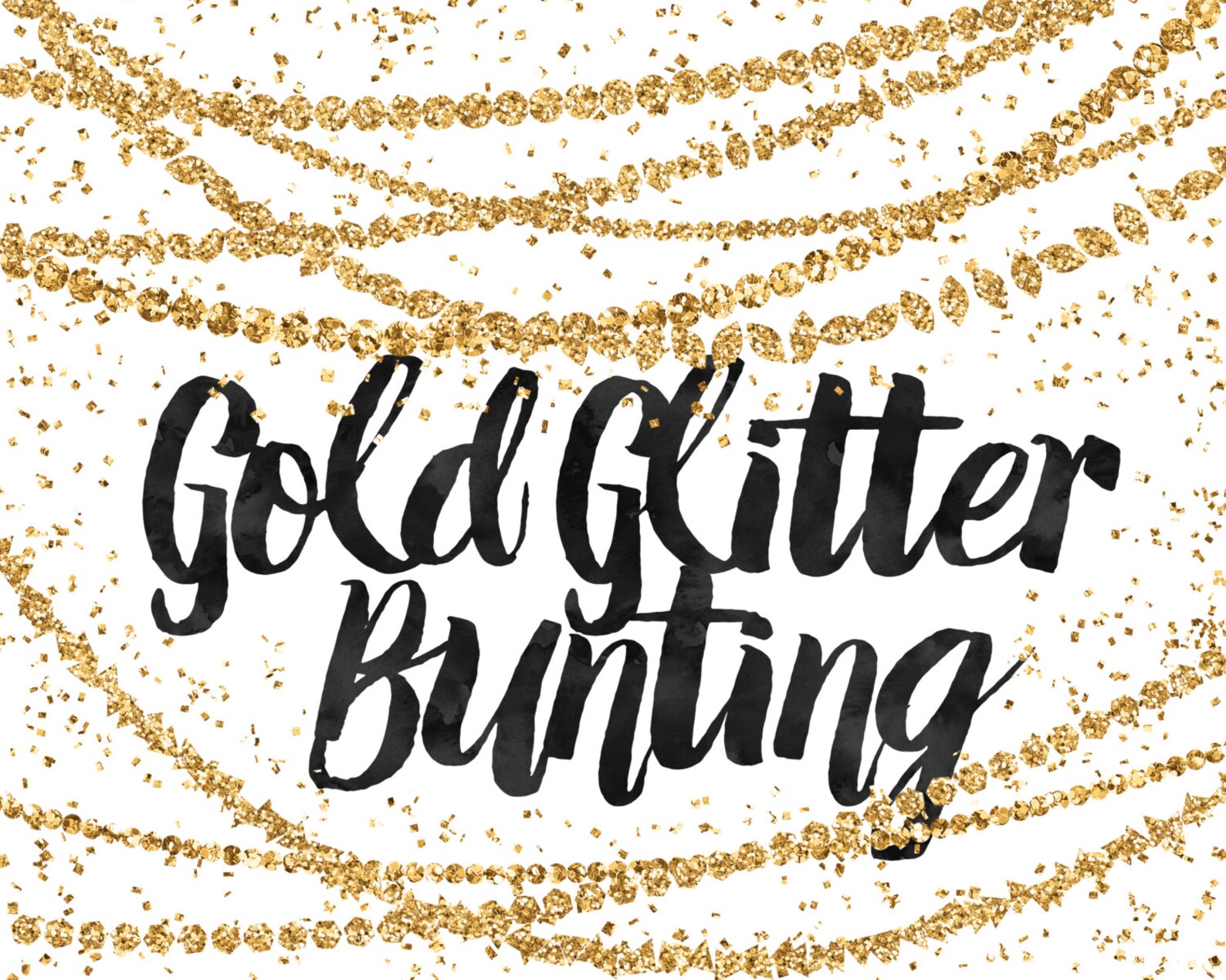 Gold Glitter Bunting Clipart / Digital Bunting / Glitter Clip Art ...