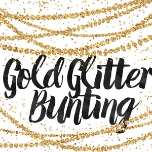 Gold Glitter Bunting Clipart / Digital Bunting / Glitter Clip Art ...