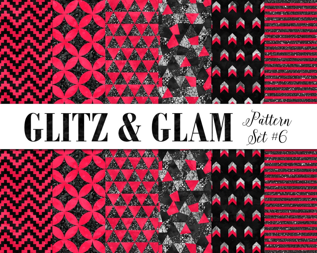 Hot Pink Digital Paper / Hot Pink Neon Digital Paper / Silver Geometric ...